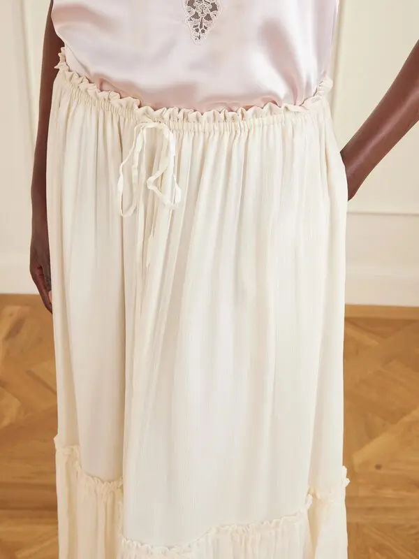 Chloé Tiered Silk Crepe De Chine Maxi Skirt