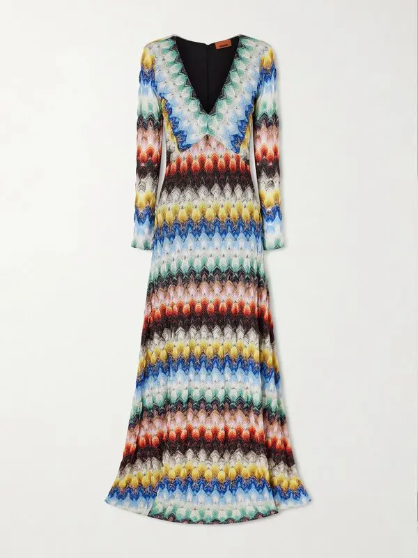 Missoni Striped Metallic Crochet-knit Maxi Dress - Multi