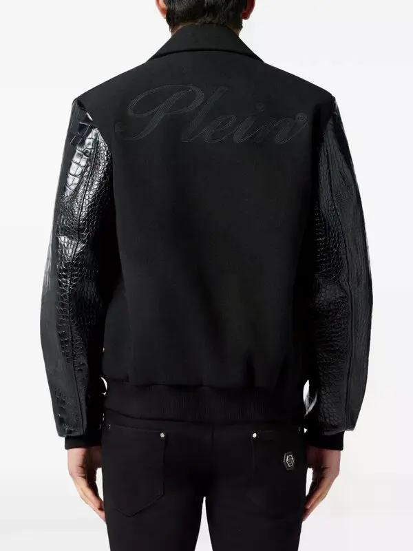 Philipp Plein Panelled Bomber Jacket With Crocodile Effect Sleeves