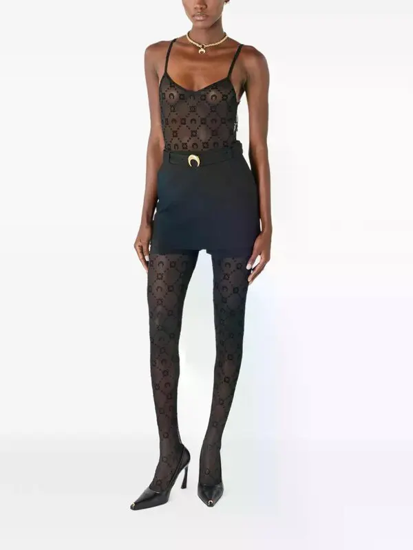 MARINE SERRE Moonogram Mesh Strappy Top - Black
