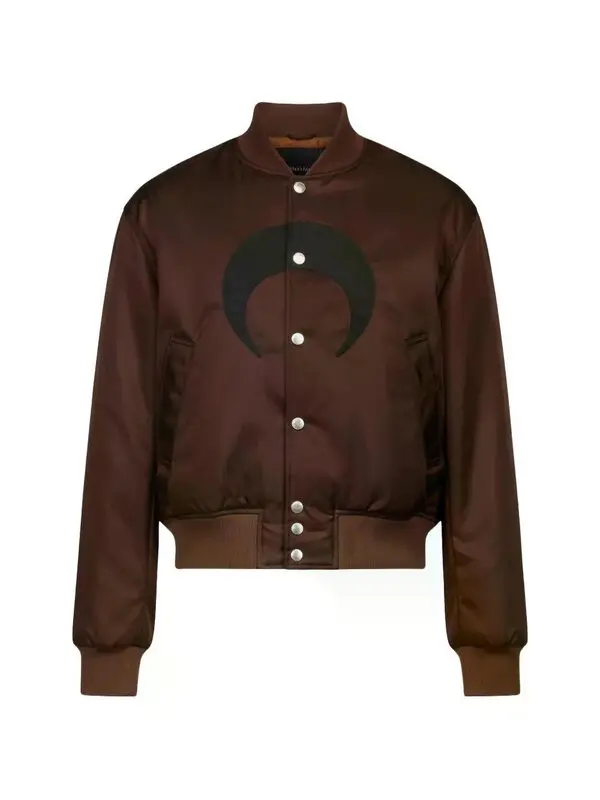 MARINE SERRE Moon Print Buttoned Bomber Jacket - Brown