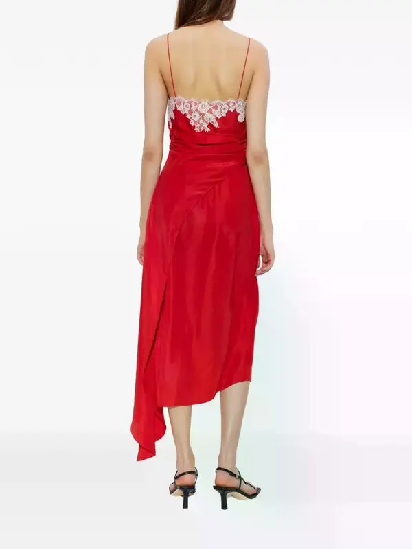Moschino Lace Asymmetric Midi Dress - Red