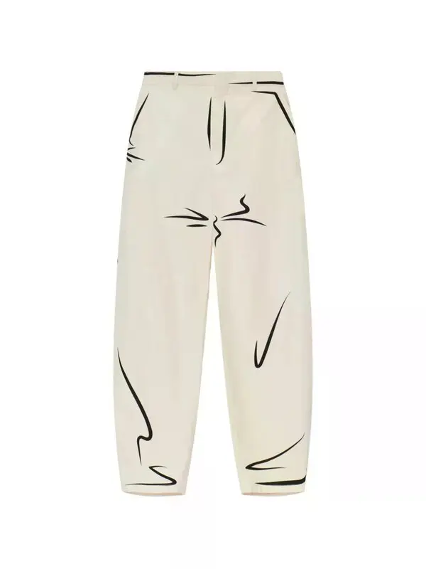 Moschino Graphic Print Cotton Trousers - Neutrals