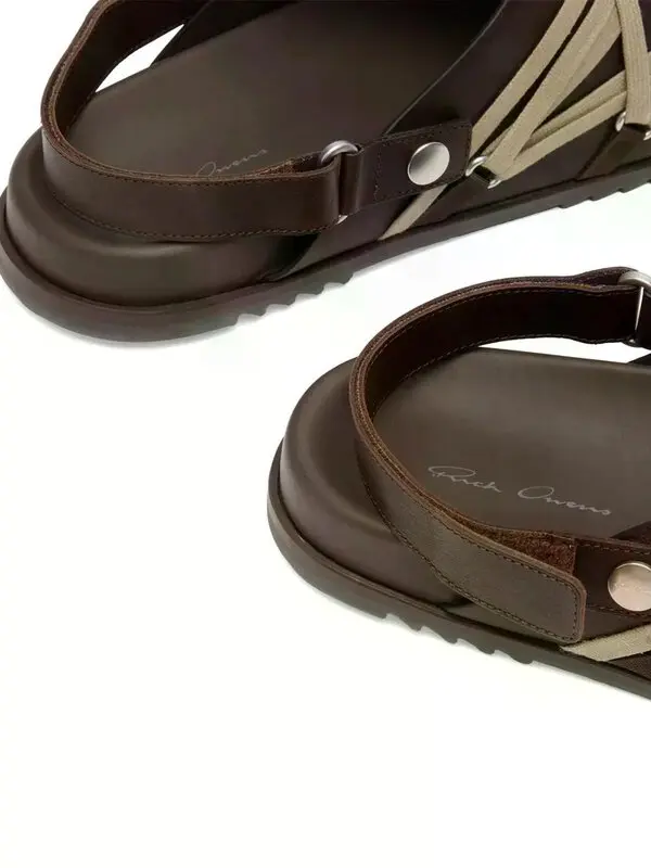 Rick Owens Laced Strap Mules - Brown