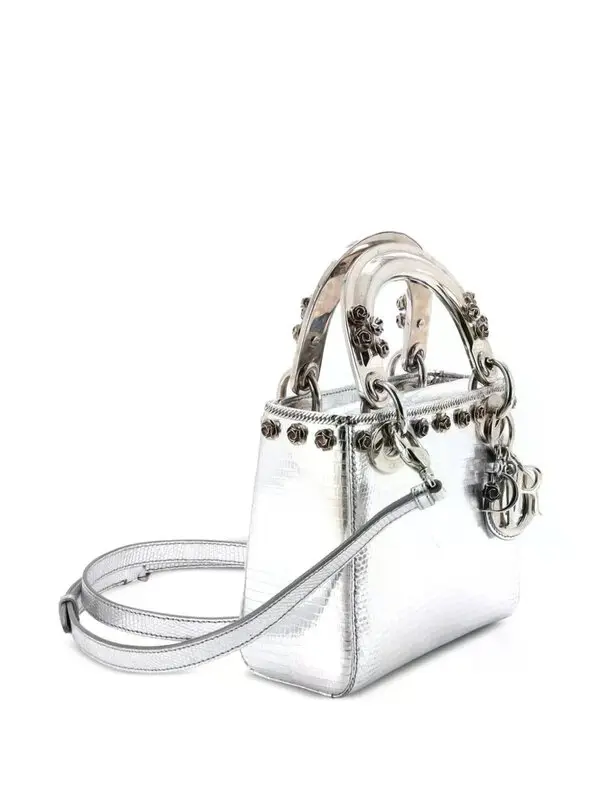 Dior Lady Lizard With Metal Appliqué Mini Satchel