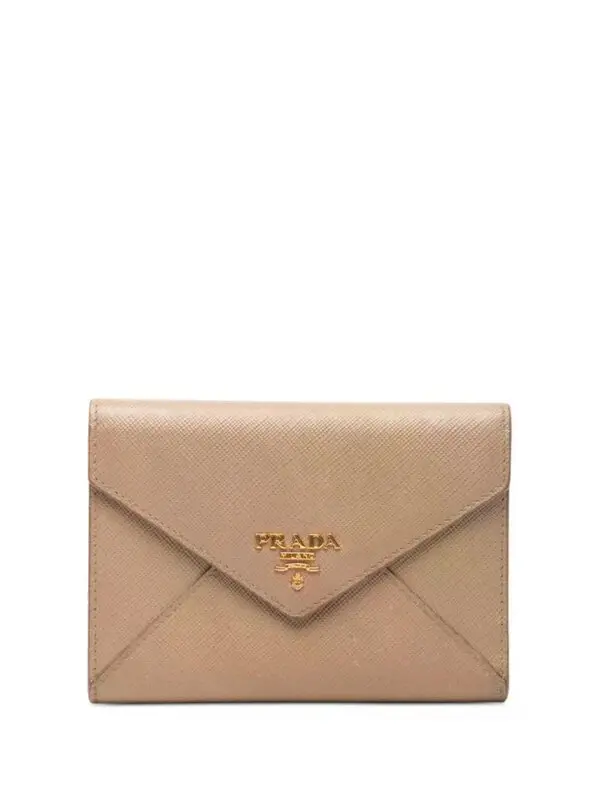 Prada 2010-2025 Saffiano Trifold Envelope Wallet Long Wallets - Neutrals