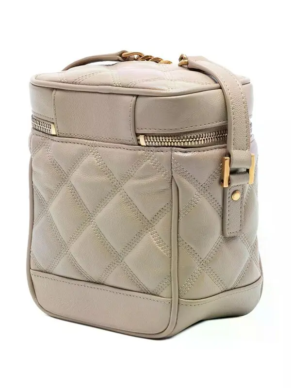 Saint Laurent 2021 Grain De Poudre Quilted 80s Vanity Bag - Neutrals