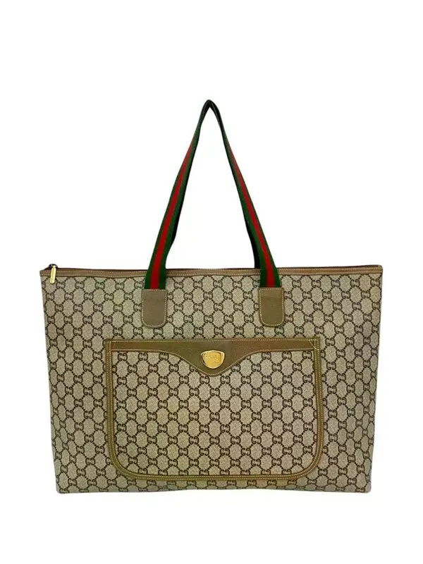 Gucci Gg Supreme Plus Web Tote Bag - Neutrals
