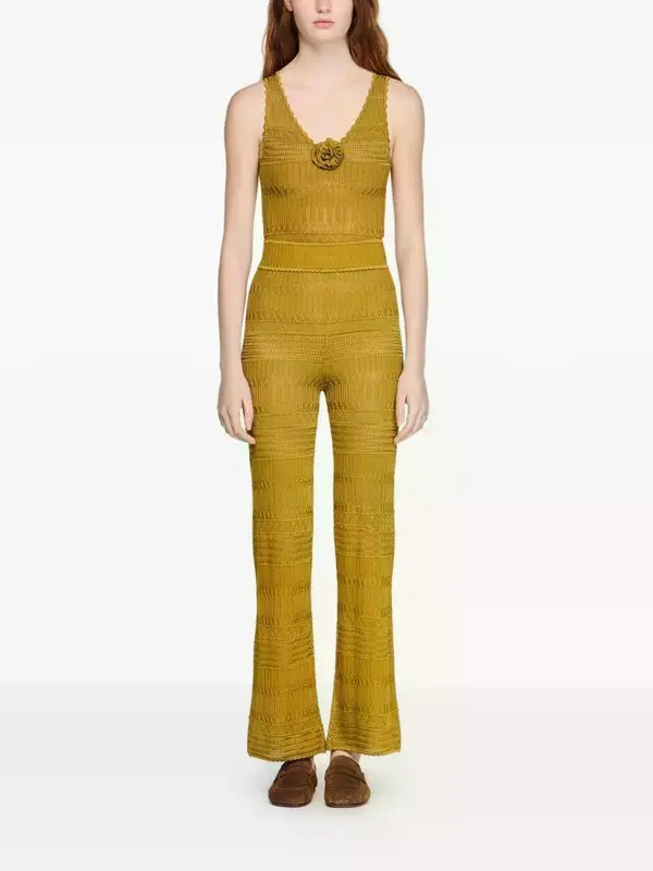 Sandro Pointelle Knit Flare Trousers