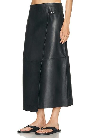 ST. AGNI Leather Wrap Skirt