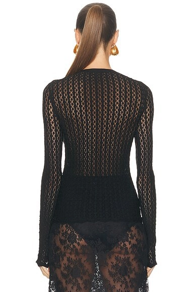 Saint Laurent Pointelle Long Sleeve Top