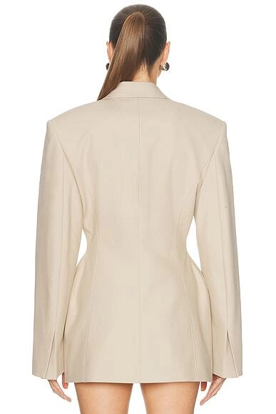 Wardrobe.NYC Drill Contour Blazer - Stone