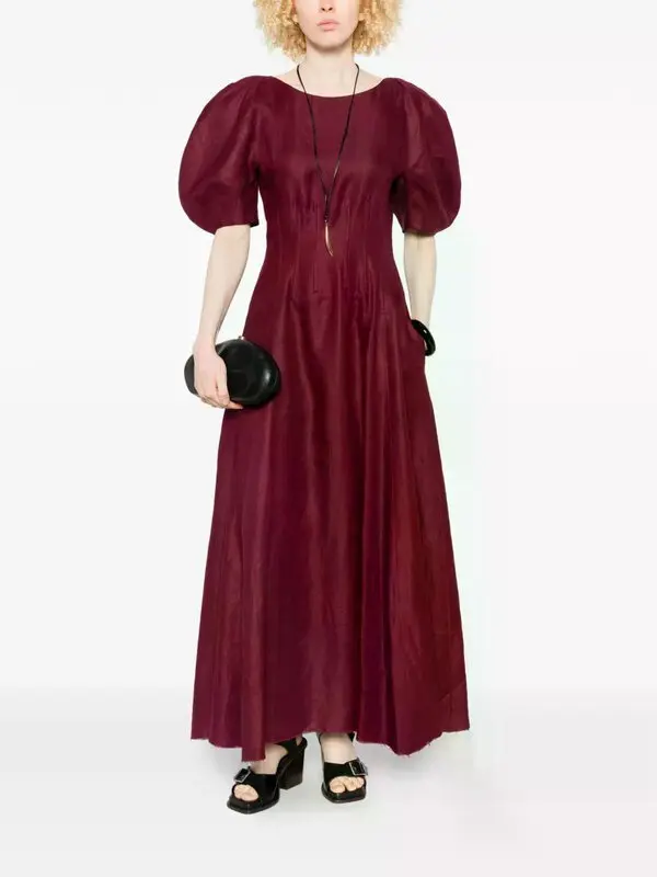 Gabriela Hearst Bordeaux Puff-sleeve Maxi Dress - Red