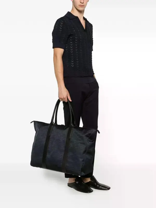 Canali Patterned Weekend Bag - Blue