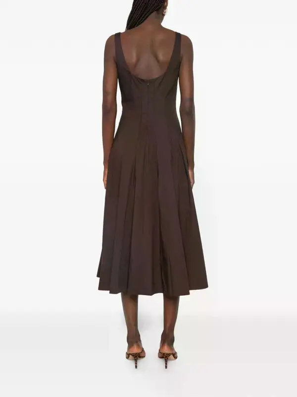 Staud Wells Square-neck Midi Dress