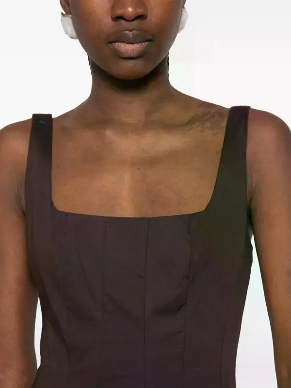 Staud Wells Square-neck Midi Dress