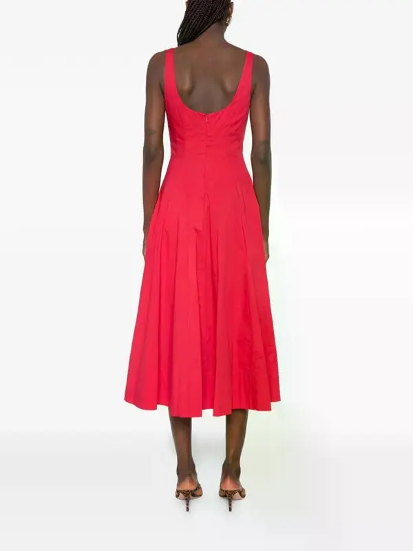 Staud Wells Square-neck Midi Dress - Red