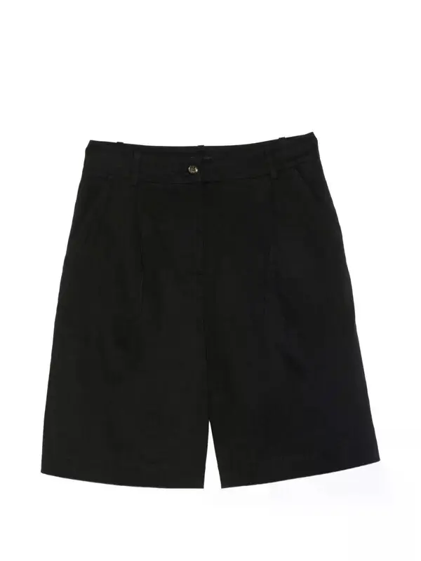 Pinko Bermuda Shorts With Pressed Pleats And Buttoned Pockets - Black