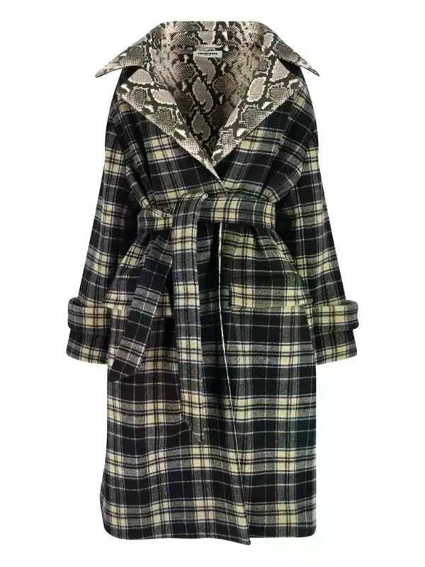 DURAN LANTINK Plaid Snakeskin Effect Coat