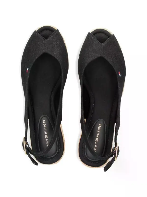 Tommy Hilfiger Peep-toe Slingback Espadrille Wedges - Black