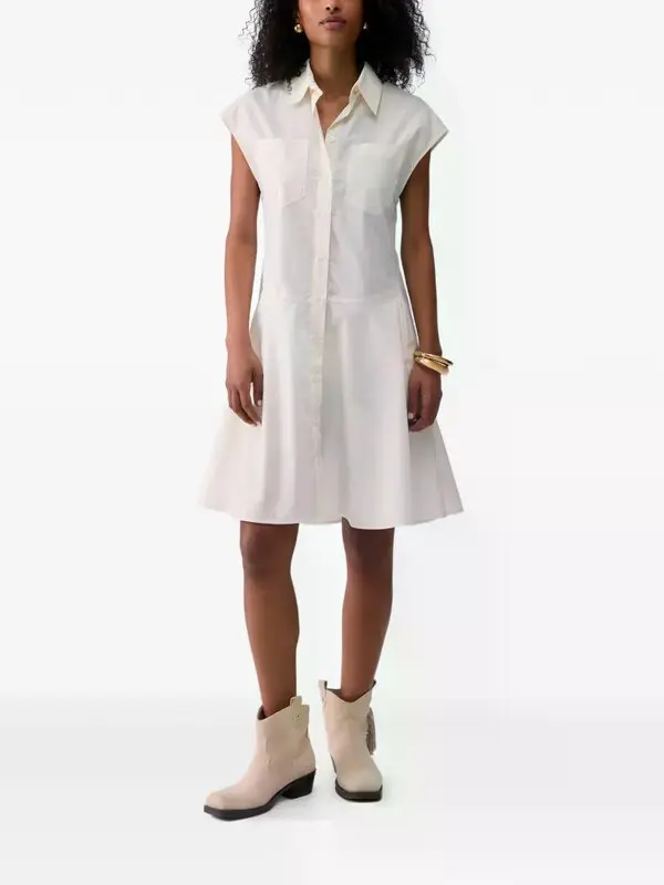 Liu Jo Belted Mini Shirt Dress In Cotton Poplin