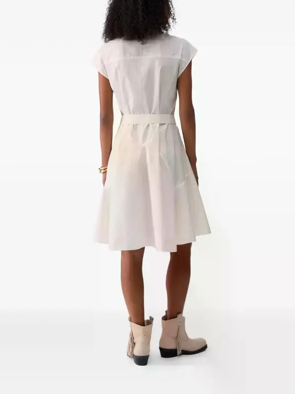 Liu Jo Belted Mini Shirt Dress In Cotton Poplin