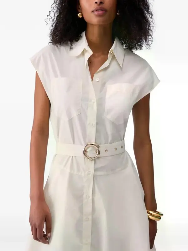 Liu Jo Belted Mini Shirt Dress In Cotton Poplin