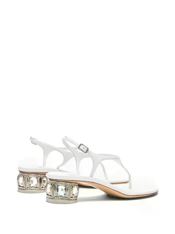 Casadei Embellished T-strap Sandals - White