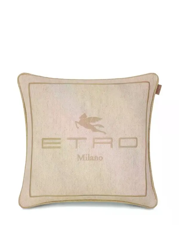 Etro Embroidered Logo Cushion - Neutrals