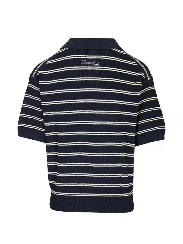 DUNST Striped Knit Polo - Blue