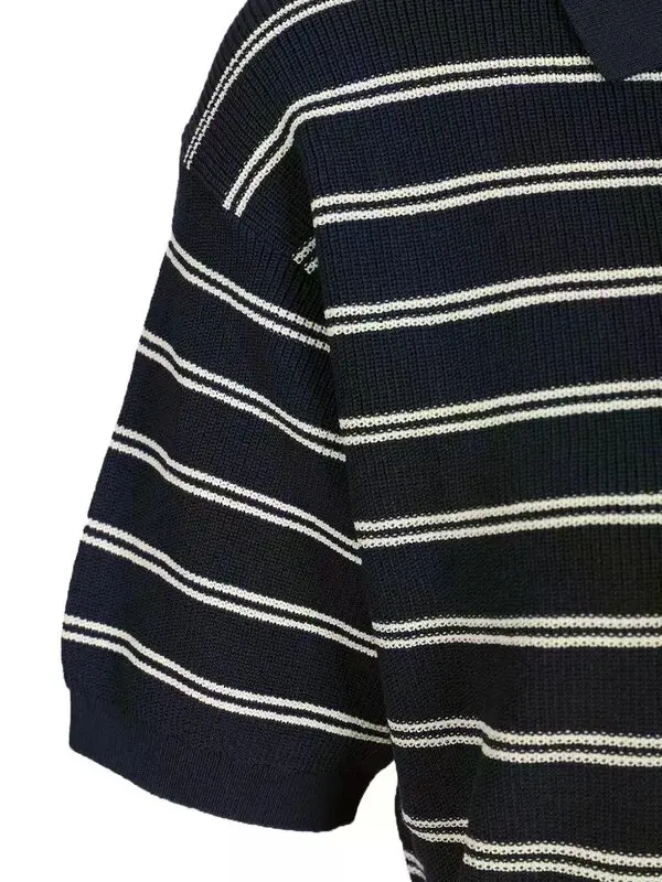 DUNST Striped Knit Polo - Blue