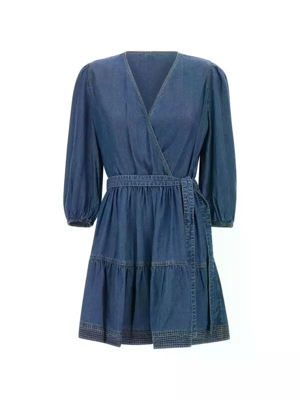 BOSS V-neck Belted Mini Dress With Contrast Stitching