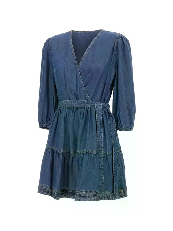BOSS V-neck Belted Mini Dress With Contrast Stitching