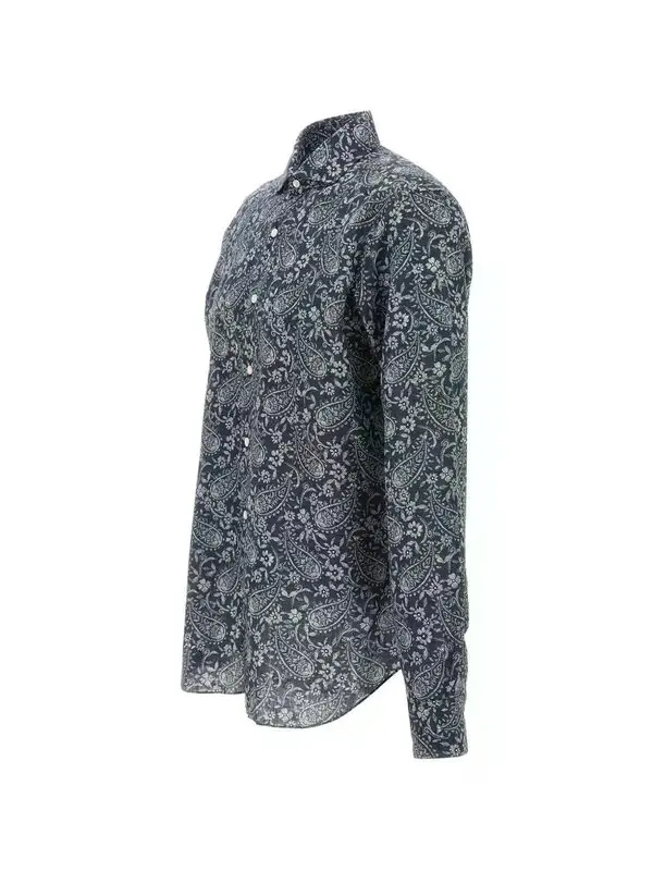 BARBA NAPOLI Paisley Buttoned Shirt - Blue