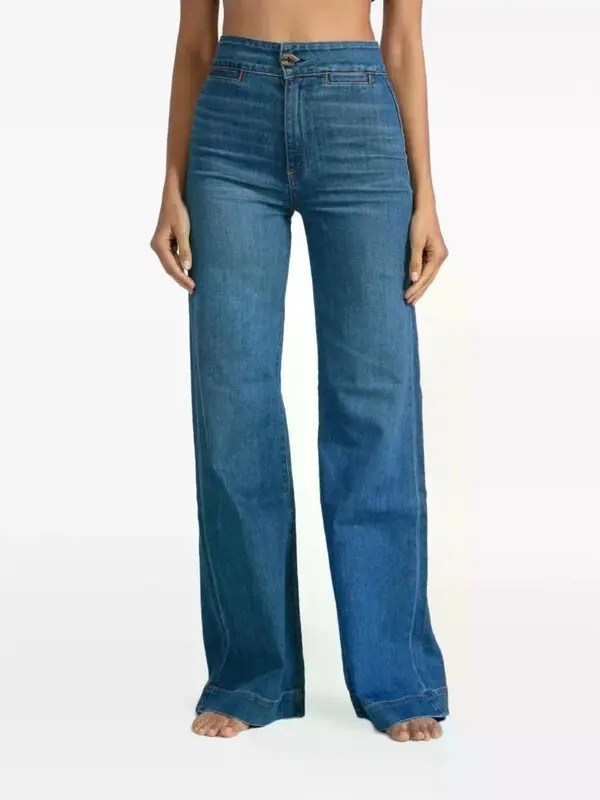 ASKK NY High-rise Flared Jeans With Contrast Stitching - Blue
