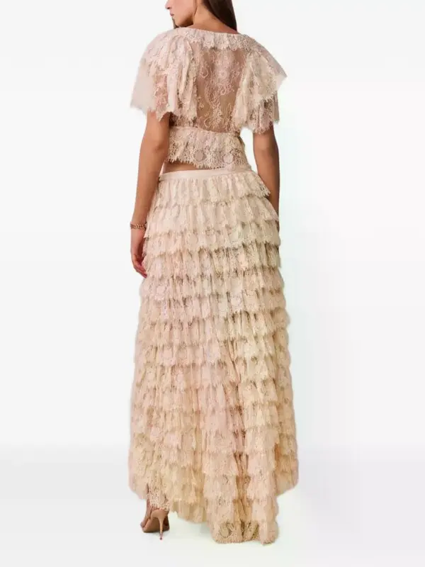 LoveShackFancy Camilia Lace Ruffled Maxi Skirt