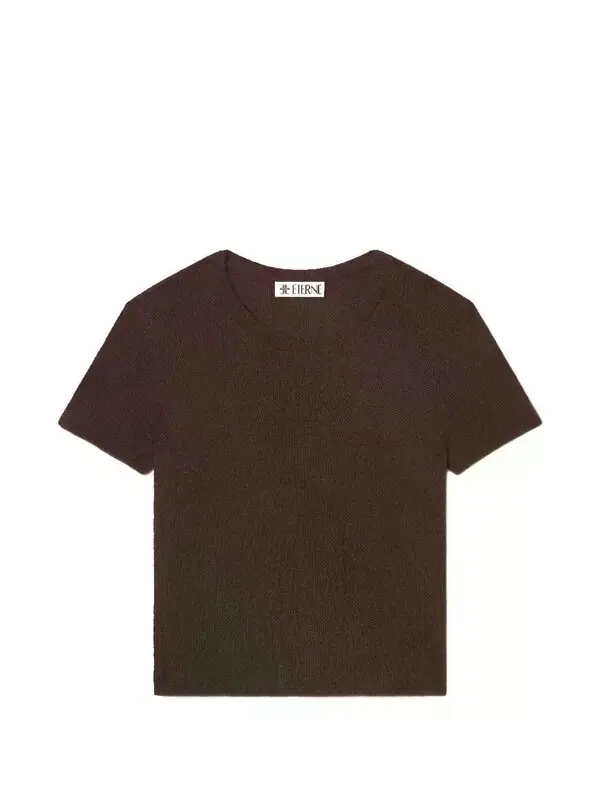 Eterne Short Sleeve Ribbed Knit Cropped T-shirt