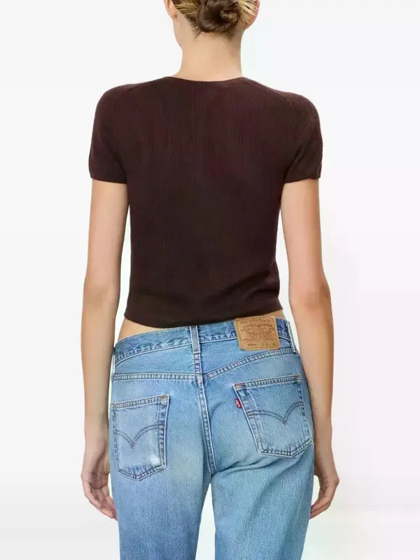 Eterne Short Sleeve Ribbed Knit Cropped T-shirt