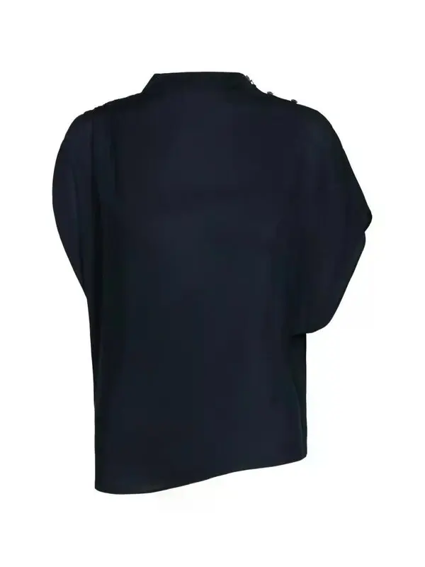 TWP Draped Mock-neck Blouse - Blue