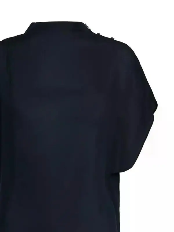 TWP Draped Mock-neck Blouse - Blue
