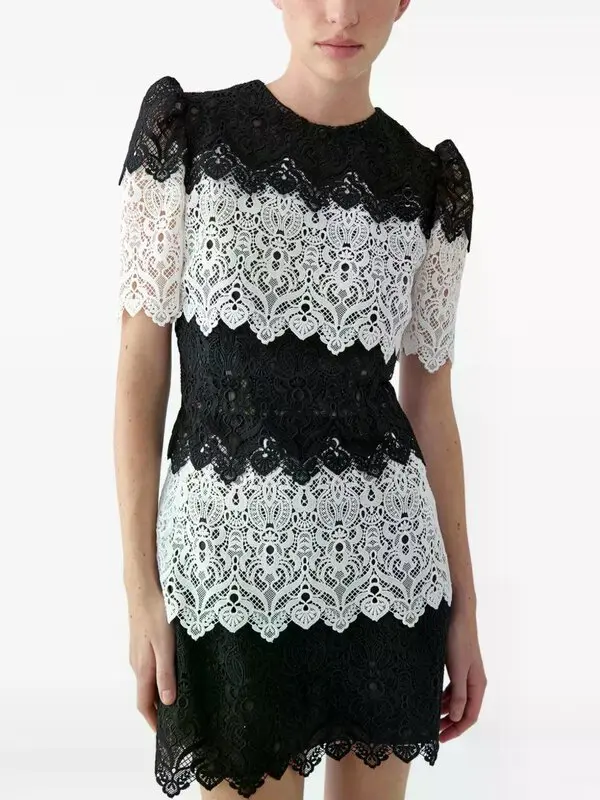 Carolina Herrera Lace Trim Mini Dress