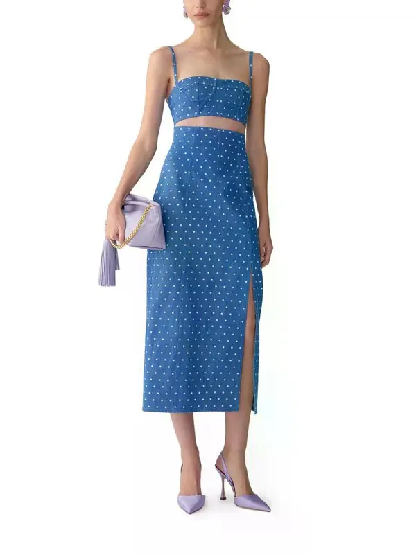 Carolina Herrera Polka Dot Denim Pencil Skirt