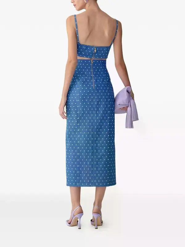 Carolina Herrera Polka Dot Denim Pencil Skirt