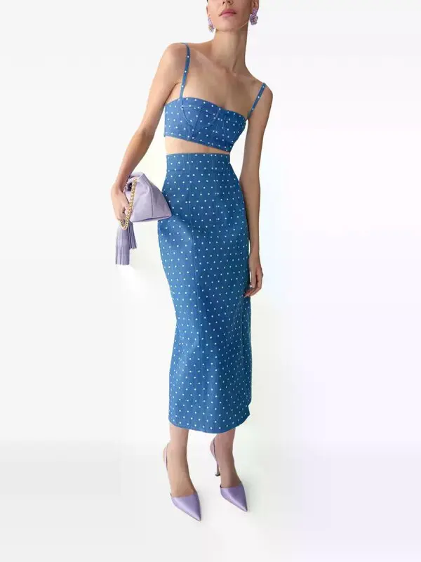 Carolina Herrera Polka Dot Denim Pencil Skirt