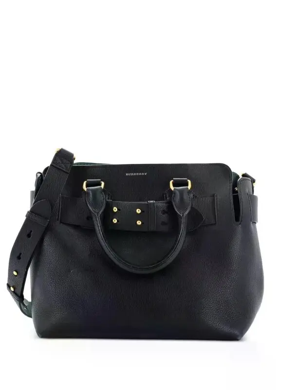 Burberry Leather Belted Medium Tote - Black