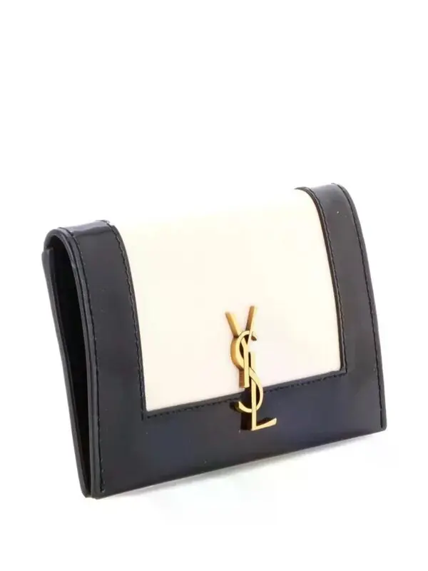 Saint Laurent Bicolor Monogram Wallet Leather And Patent Small Wallets