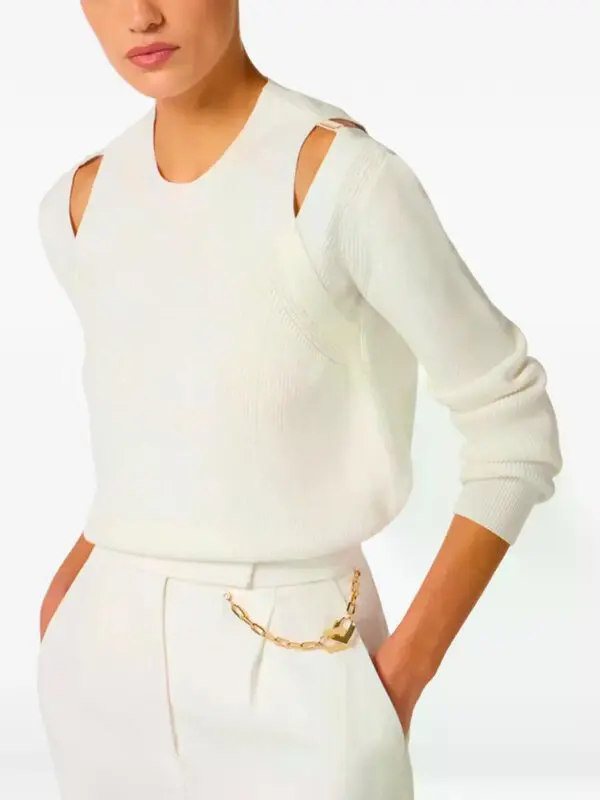 Elisabetta Franchi Cut-out Shoulder Plaque Knitted Sweater