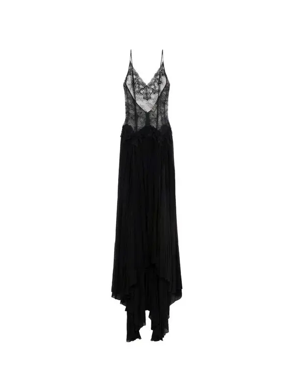 Blumarine Lace Detail Maxi Dress - Black