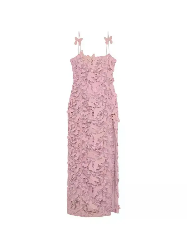 Blumarine Butterfly Appliqué Maxi Dress - Pink