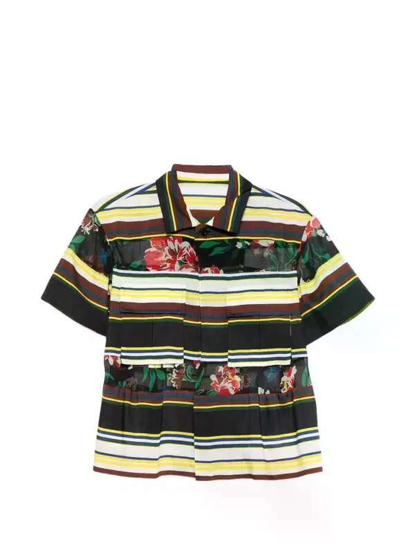 Sacai Striped Floral Print Blouse